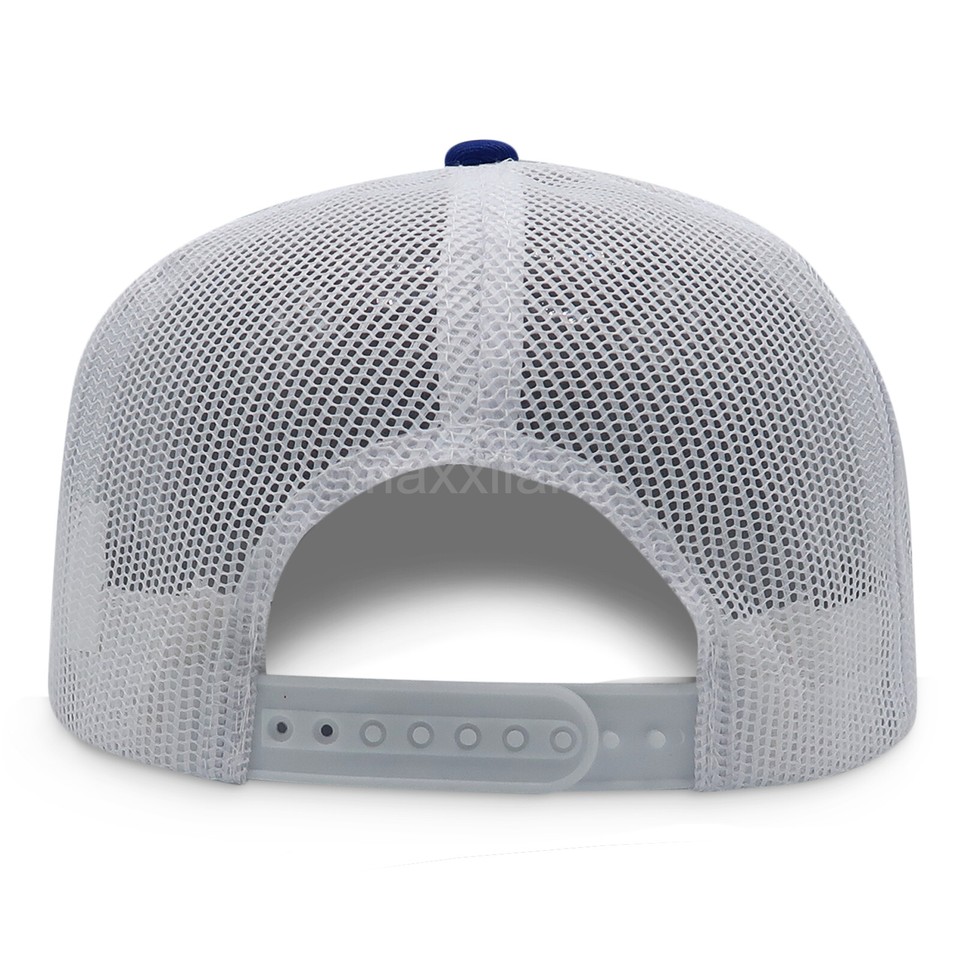 Men Snapback Hat Cotton Mesh Solid Flat Brim Style Baseball Cap Trucker ...