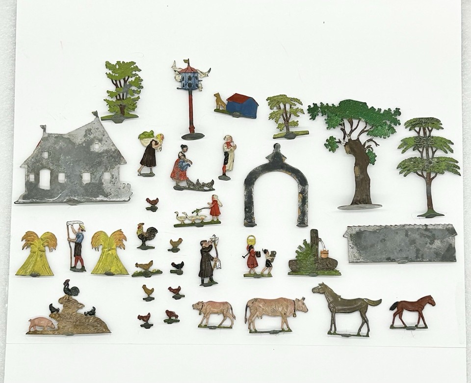 Antique 1930s HEINRICHSEN 33 Flat Lead Figures German Farm Scene ...