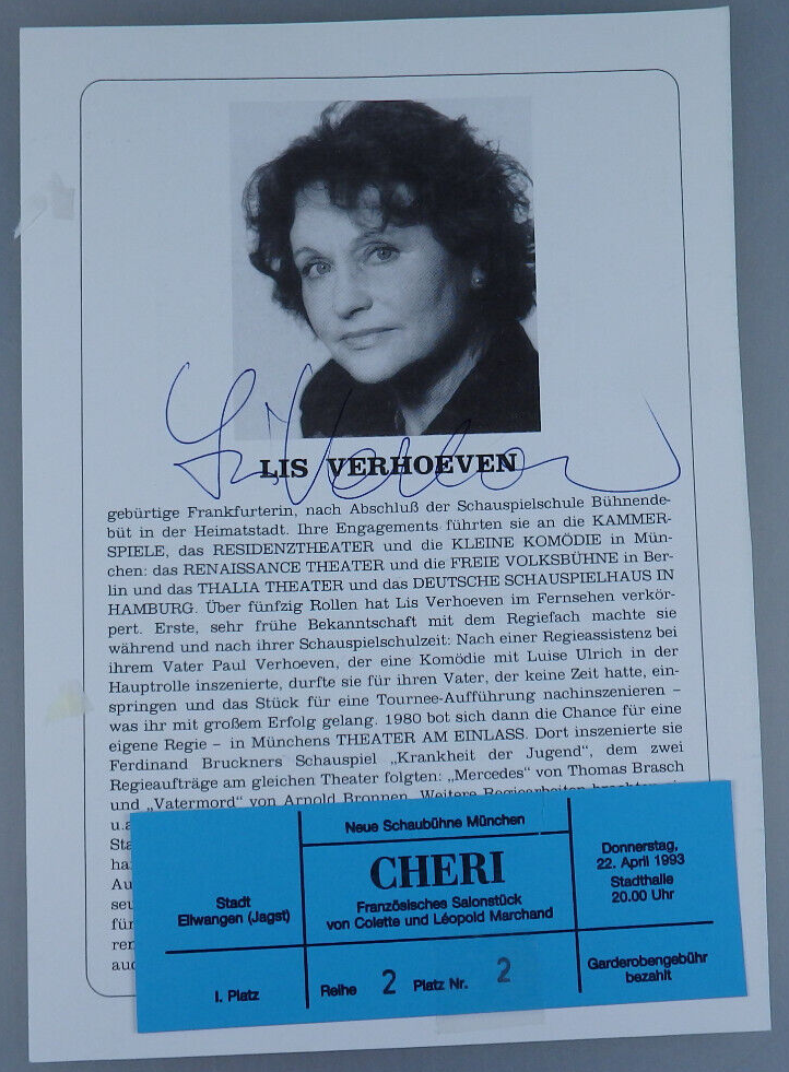2 Autogramme Lis Verhoeven und Oliver Hörner deutsche Schauspieler 1993 ...
