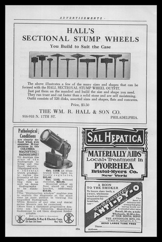 1920 William R Hall & Son Philadelphia PA Dental Sectional Stump Wheels ...