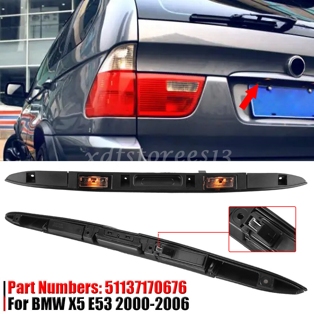 BLACK REAR TRUNK LID TAILGATE GRIP HANDLE W/ KEY BUTTON FOR BMW E53 X5 ...