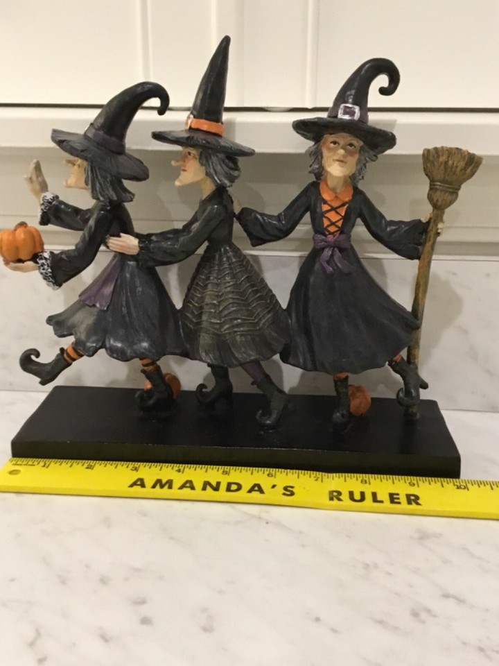 Halloween Trio Witches Dancing Sculpture Figurine Tabletop Decor | eBay