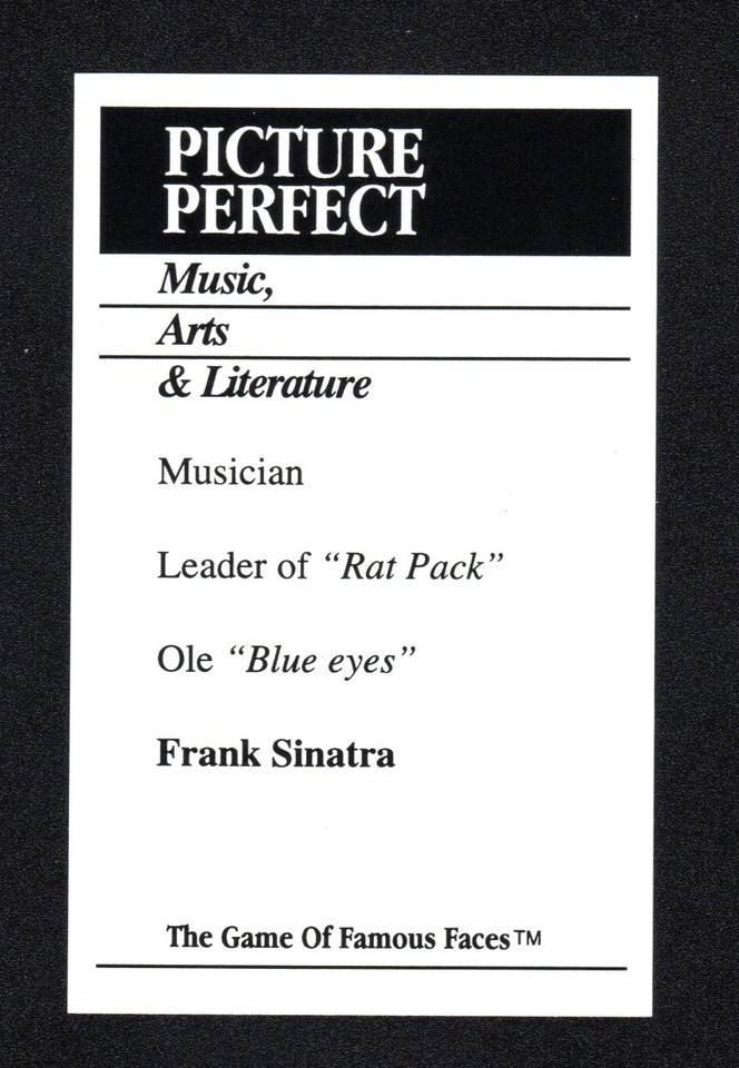 Frank Sinatra Singer 1998 Lang Gang Picture Perfect Game of Famous ...