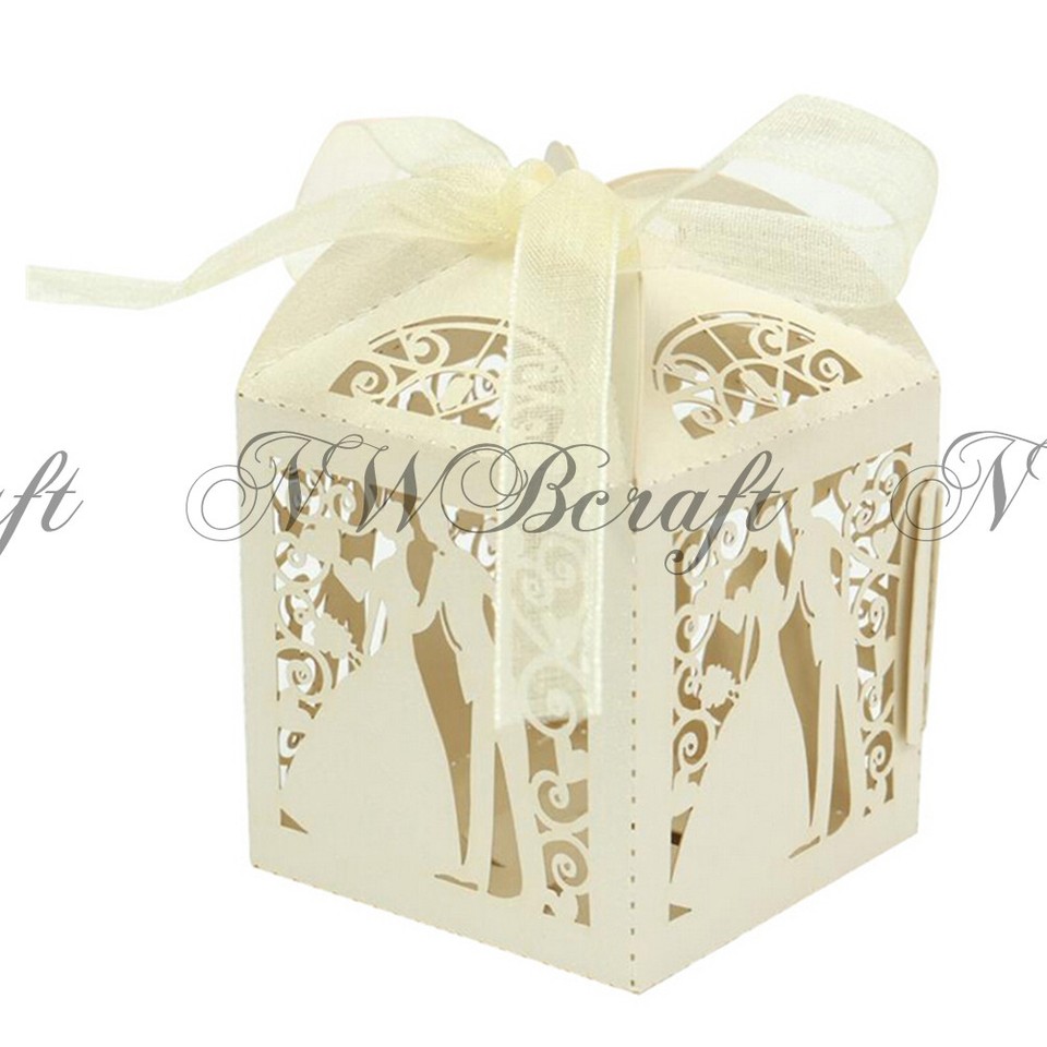 20-100 Luxury Boxes Wedding Party Favour Laser Cut Sweets Cake Candy ...