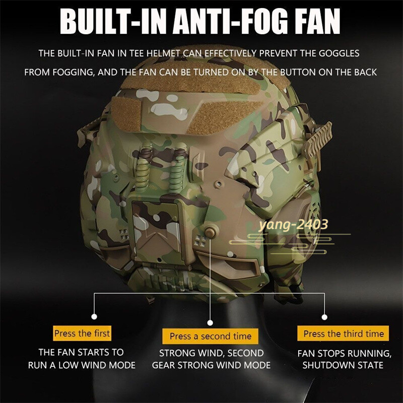 Tactical Assault Helmet W/ Built-in Headset Anti-fog Fan Modular ...