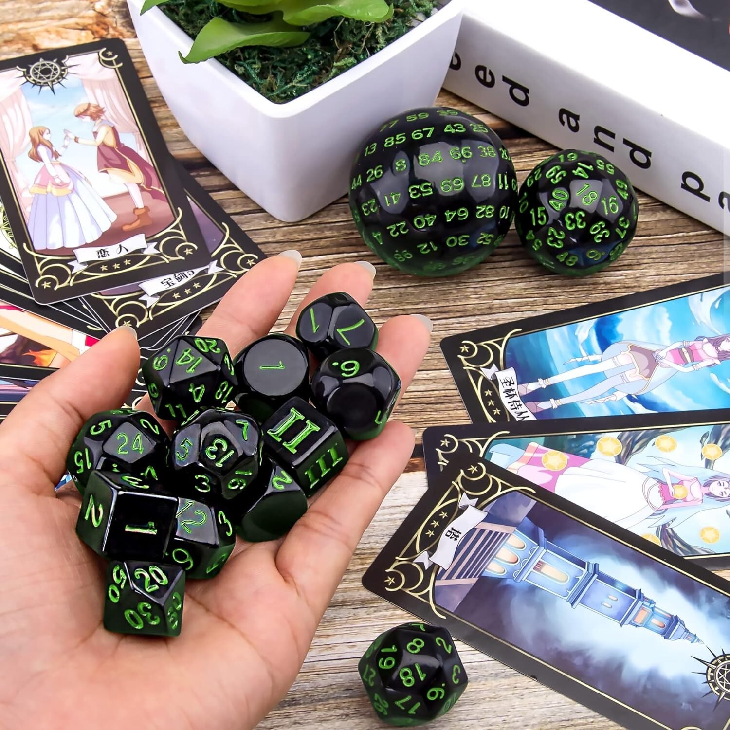 15 Pieces Complete Polyhedral Dice Set D3-D100 Game Dice Set with a ...