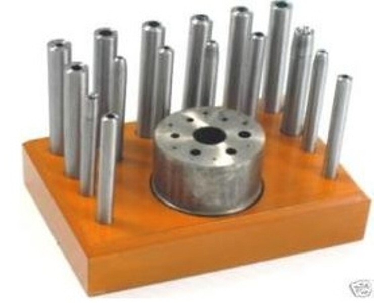 16Pcs Set of Staking Punches with 10 hole rivetting for Watch &Clock ...