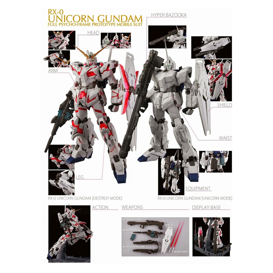 Gundam RX-0 UNICORN Model Perfect Grade Kit Assembly PG - 1/60 Bandai ...