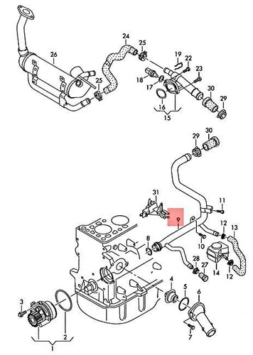VW CADDY DIESEL-INDUSTRIE-MOTORE GOLF R32 COOLANT PIPE 03G121065G NO🇺🇸 ...