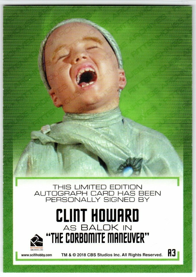 STAR TREK TOS CAPTAINS COLLECTION A3 CLINT HOWARD BALOK INSCRIPTION ...