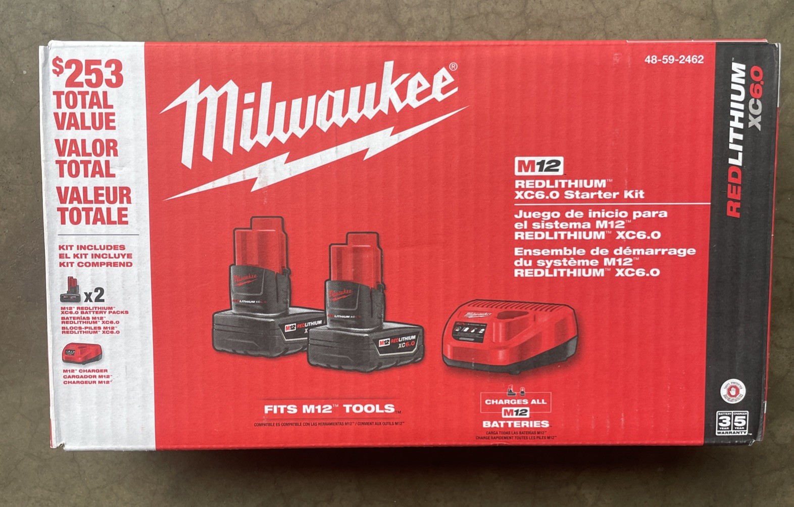 Milwaukee M12 Lithium-Ion Starter Kit with Two 6.0 Ah Battery Packs and ...
