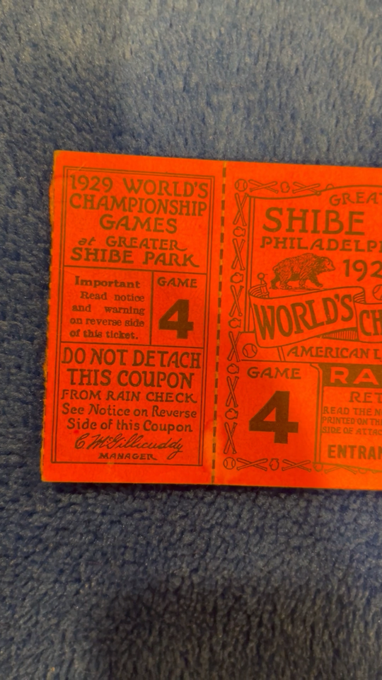 1929 World Series Game 4 Ticket Athletics v Cubs Mack Attack 10 Run ...