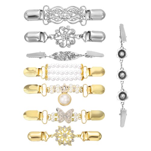 8pcs Flower Sweater Clips Cardigan Collar Clips Clothes Clip, 8 Styles ...