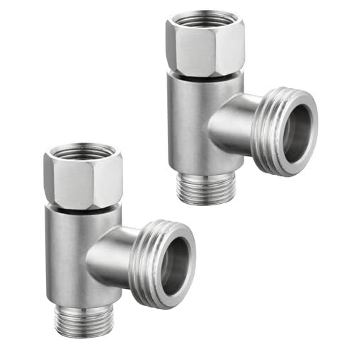 2 PCS 3-way 3/8" x 1/2" Tee Adapter Stainless Steel Angle Stop Add-A ...