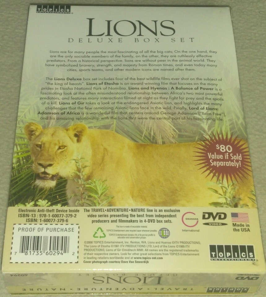 Lions (Deluxe Edition) DVD Box Set, Nature, African Safari, Gir, Etosha ...