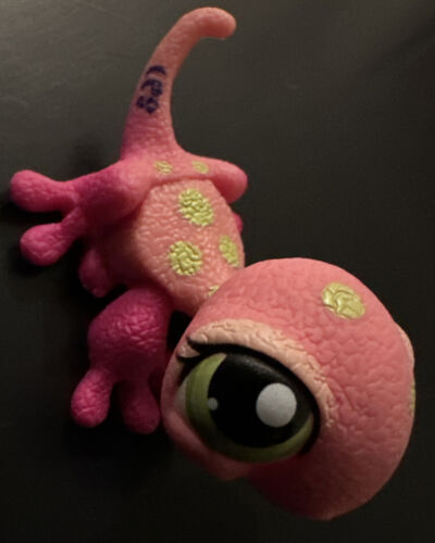 LPS Gecko Lizard #1455 Pink With Green Eyes Authentic Green Polka Dots ...