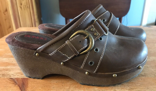 Vintage Bongo Y2k Platform Clogs Slip On Wedge Buckle Grommet Brown ...