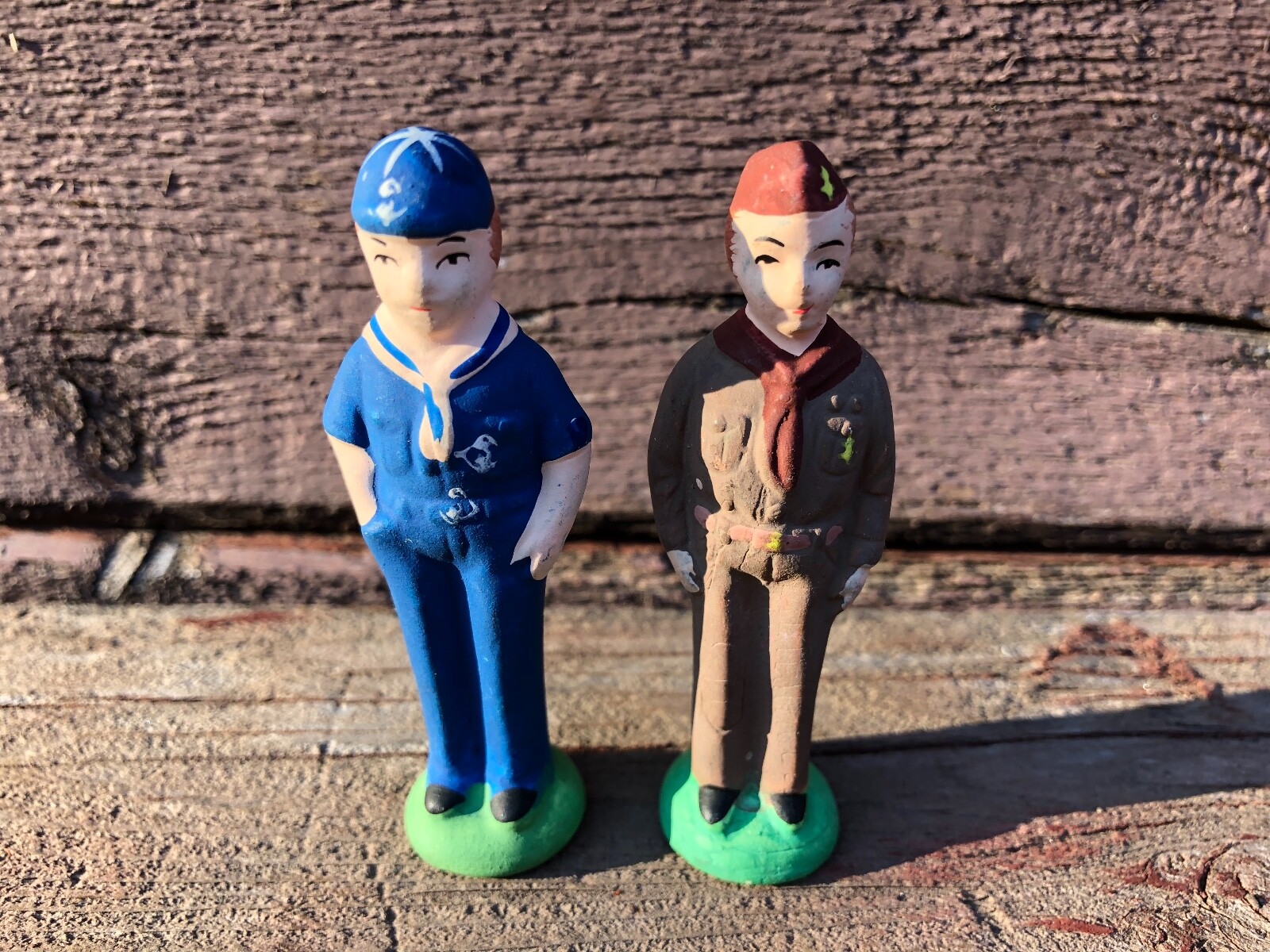 Small VTG Bisque or Chalk BOY SCOUTS & CUB SCOUT Painted 3" Figurines ...