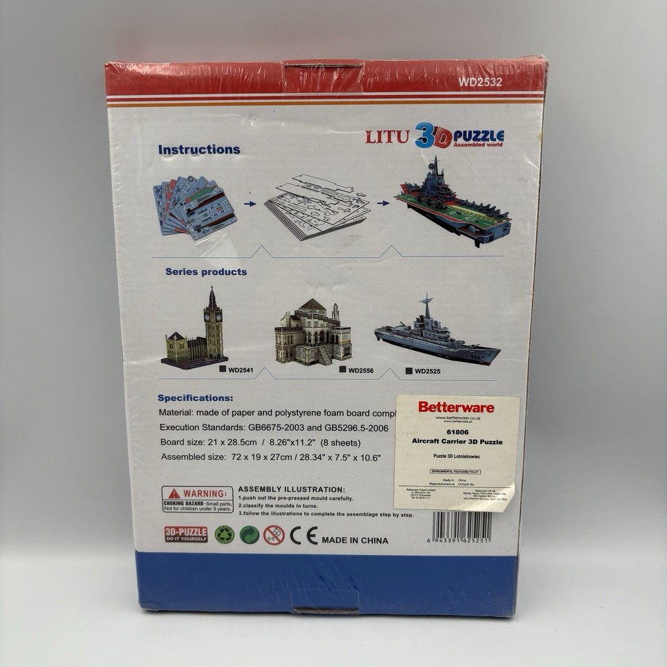 Litu 3D Puzzle, Aircraft Carrier Ship Model No Glue Easy to Assemble ...