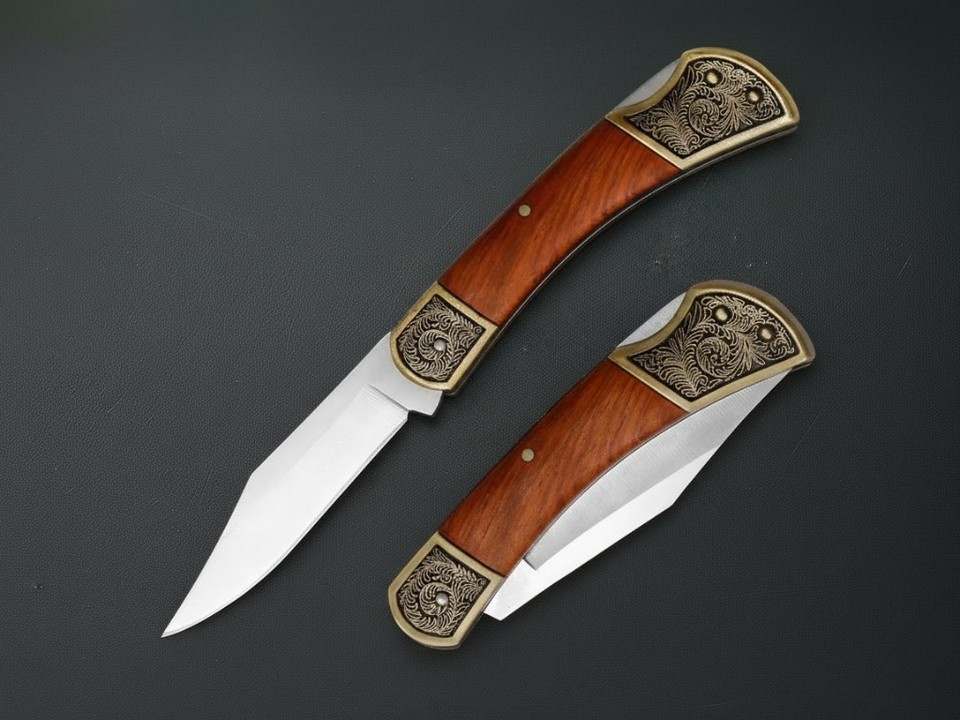 Rosewood Folding Knife – Stainless EDC Pocket Folder – Wood Handle ...