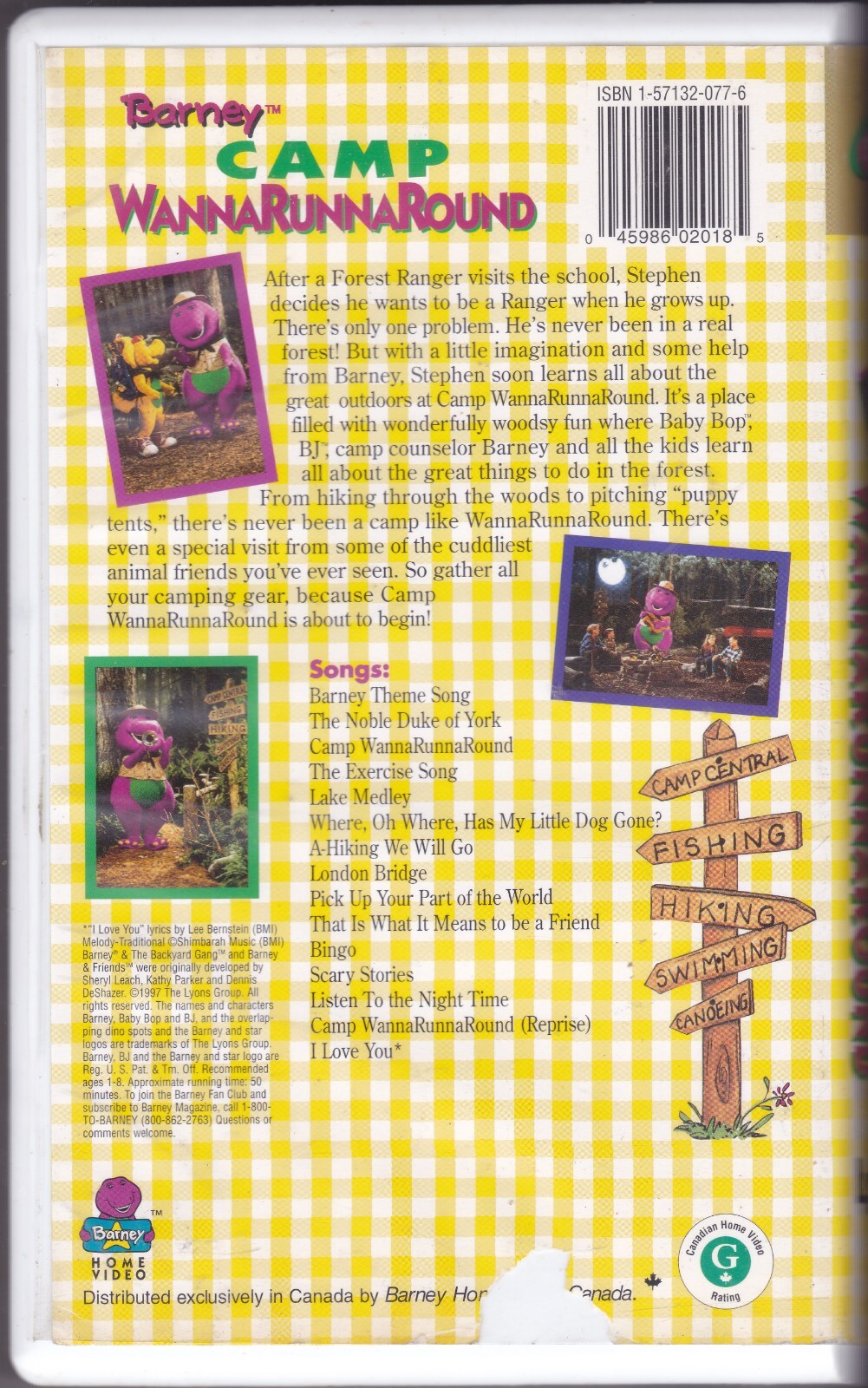 Barney: Camp WannaRunnaRound ~ (VHS, 1997) Canadian Plastic Clamshell ...