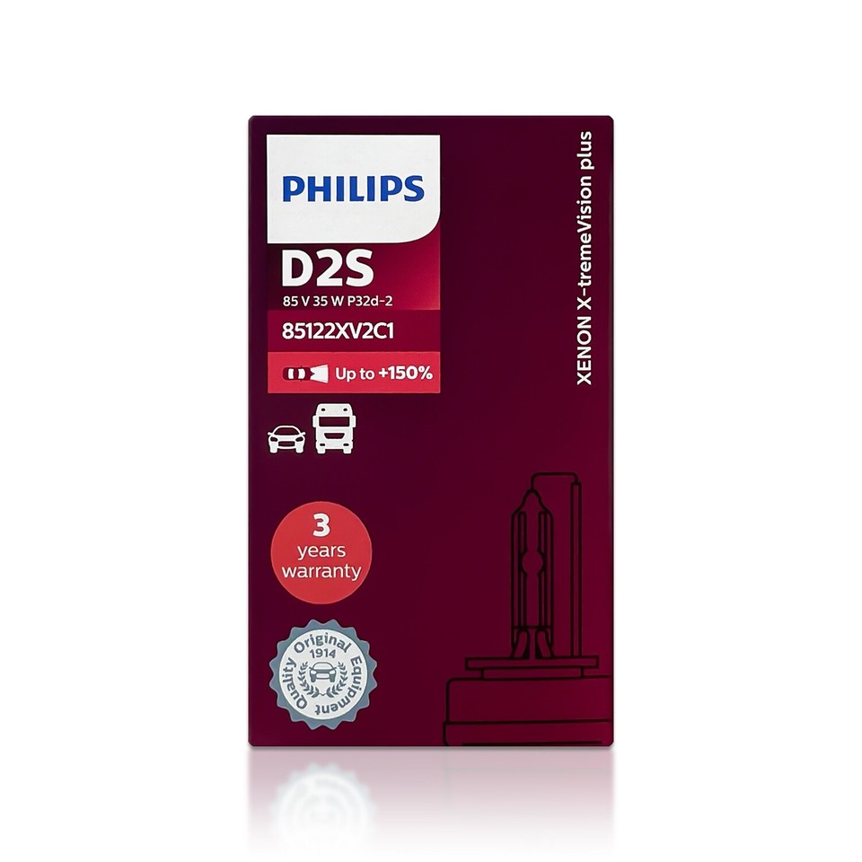 Philips X-TremeVision Plus D2S HID Xenon Headlight Bulbs 85122XV2C1 ...