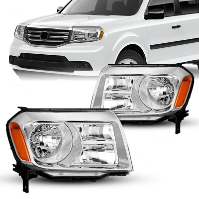 Headlights Pair For 2012 2013 2014 2015 Honda Pilot Halogen Chrome ...