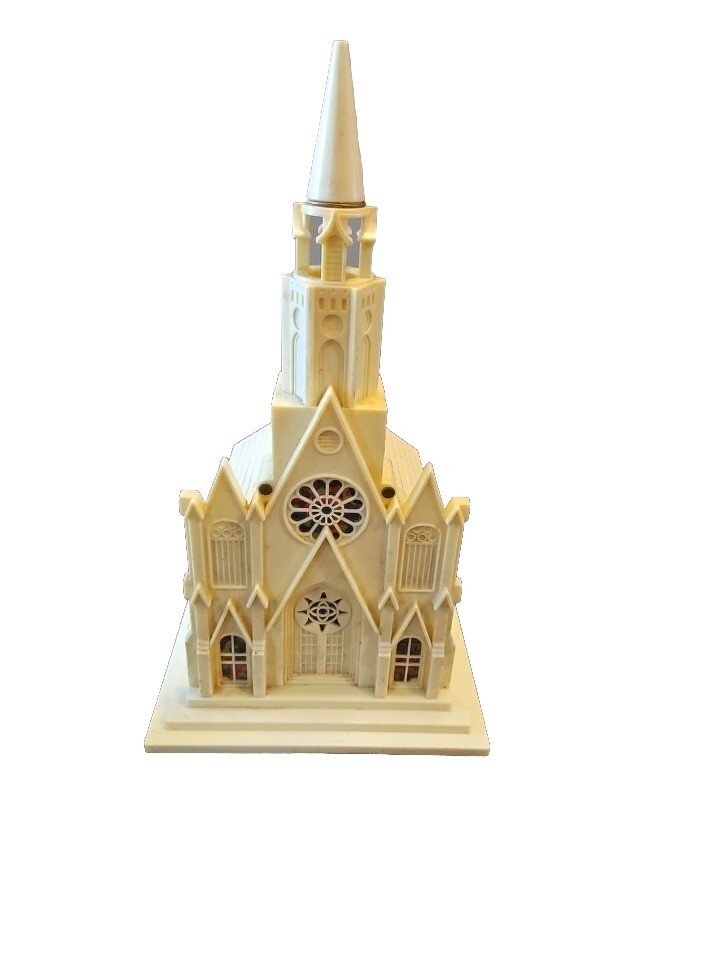 Vtg 13" Raylite Electric Corp Lighted Musical Christmas Cathedral~No ...