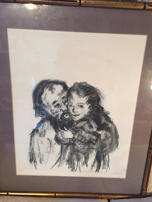 Huge Alexander Dobkin Pencil Signed/Numbered Print "Man And Child ...