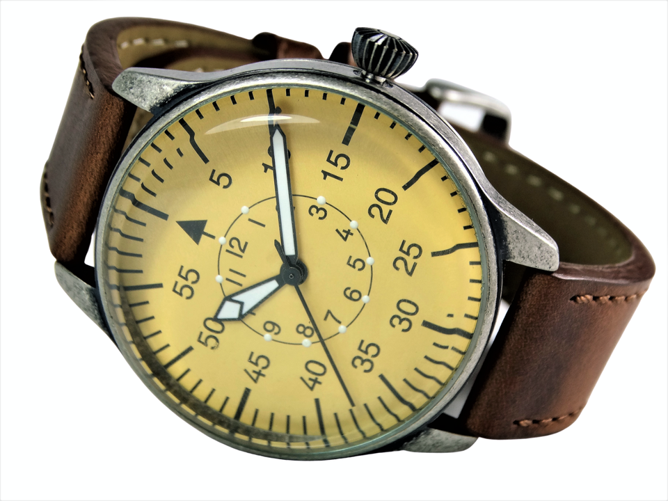 AVIATOR Watch - MILTEC Vintage Flieger Pilot Flight Aviation Leather ...