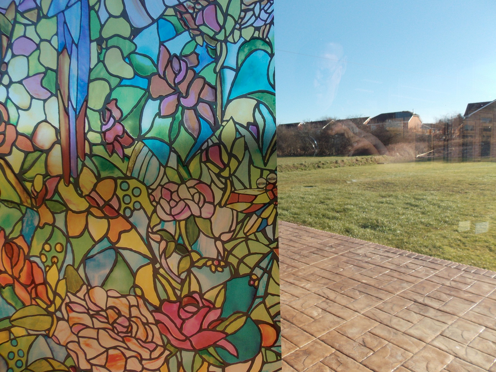 2Mtr x45cm FROSTED FLOWER STAINED GLASS WINDOW STICKY BACK PLASTIC SELF ...