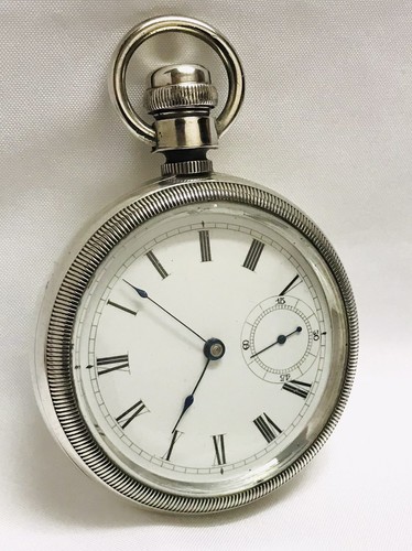 1883 AWC WALTHAM 18s STERLING SILVER FLIP OUT POCKET WATCH WORKING | eBay