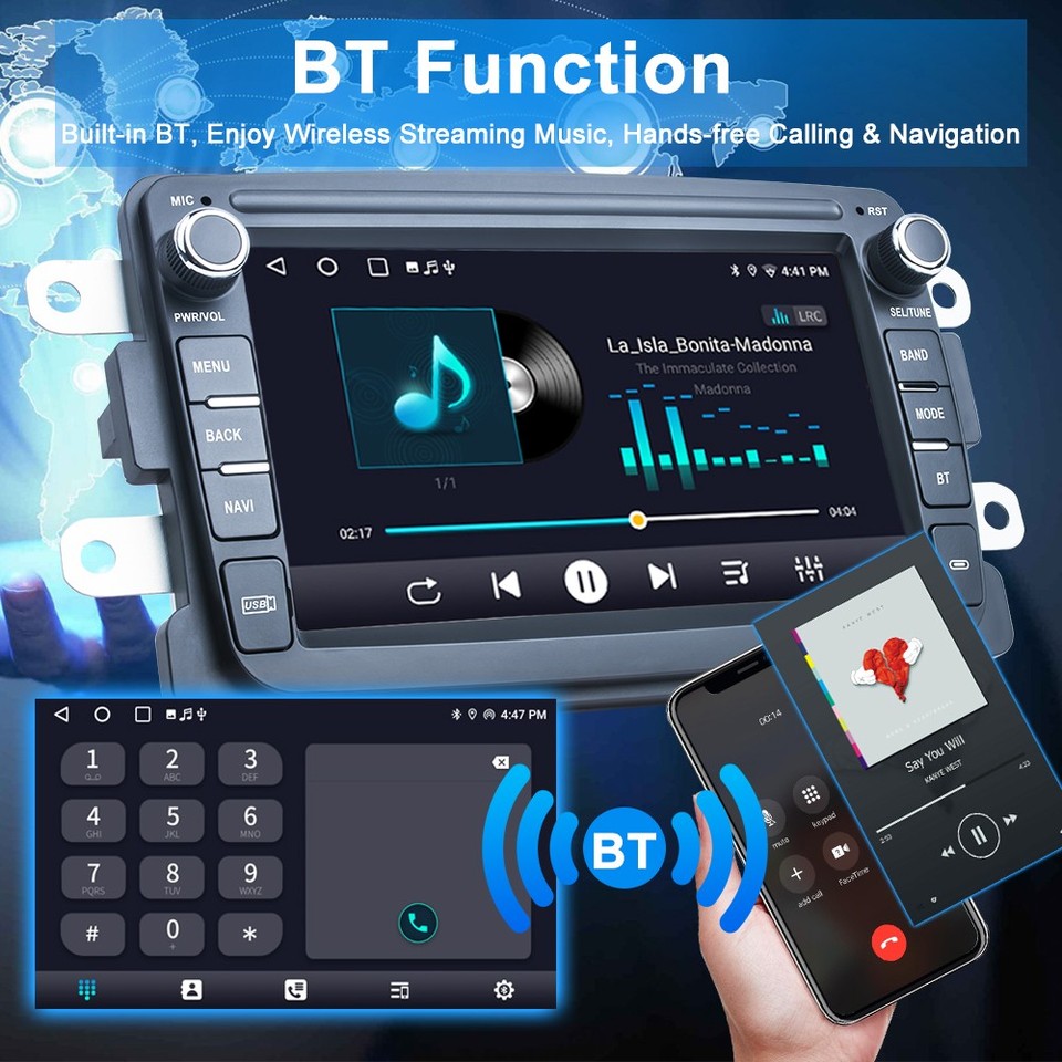 Android 13 Carplay Car Radio Stereo GPS Sat Nav For Renault Dacia ...