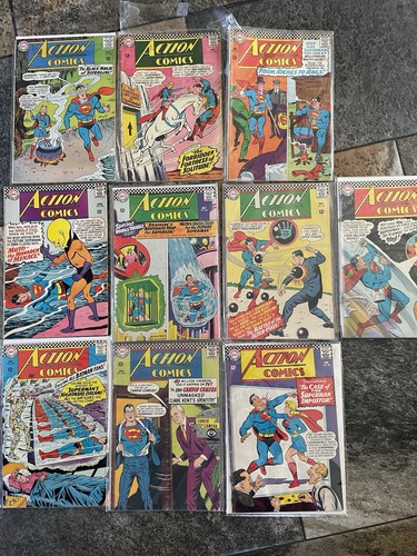 ACTION COMICS LOT - 10 SILVER AGE 324 to 346 SUPERMAN SUPERGIRL FREE ...