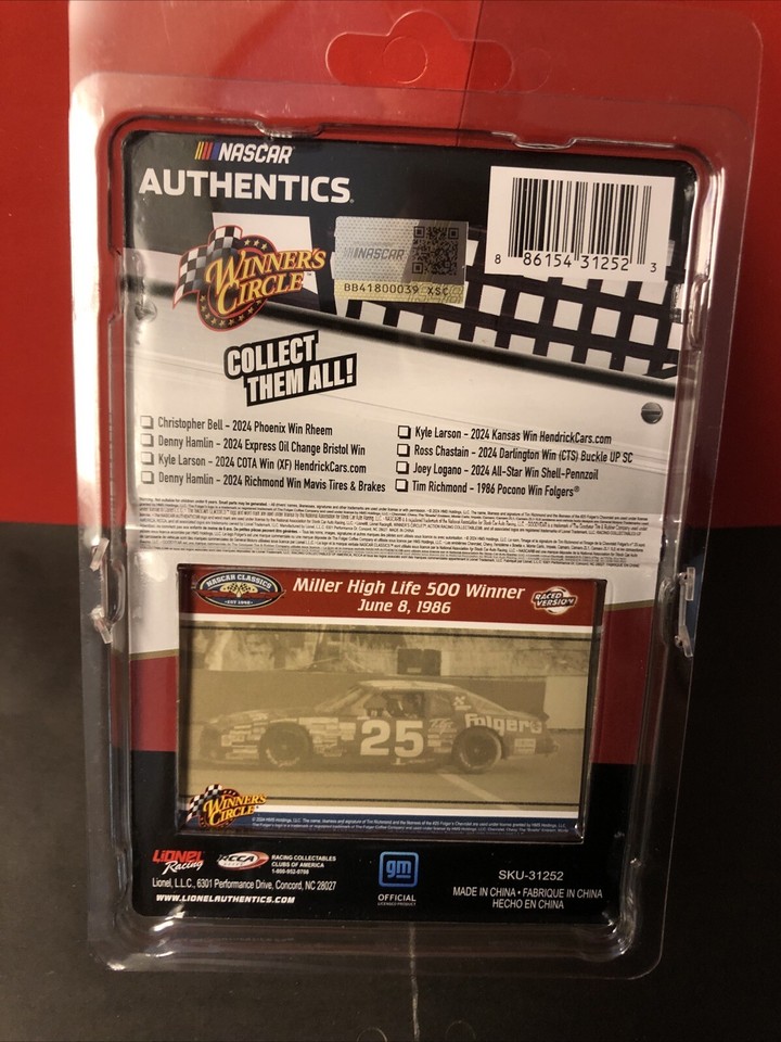 Tim Richmond #25 Folgers Pocono Win NASCAR Winners Circle 2024 RW04 1/ ...