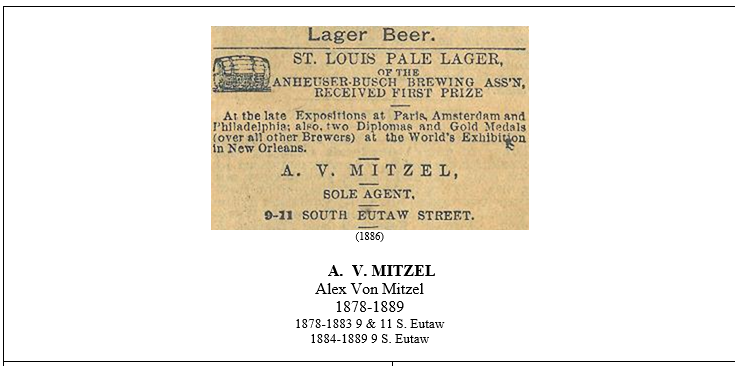 #1285 ALEX VON MITZEL Baltimore Anheuser Busch beer Bottle 1878-83 ...