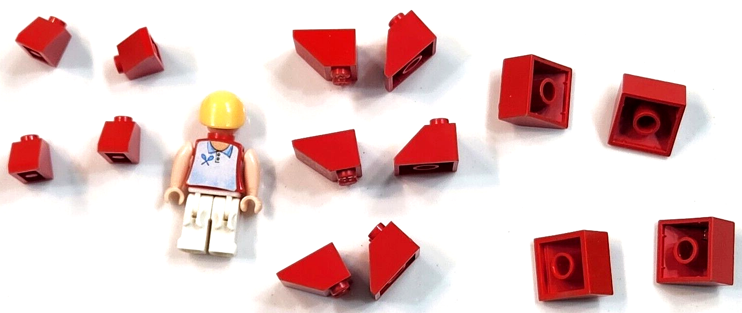 LOT 15 MEGA BLOKs 1 Minifigure, 4 Red 1x2 slope bricks & 10 Red 2x2 ...