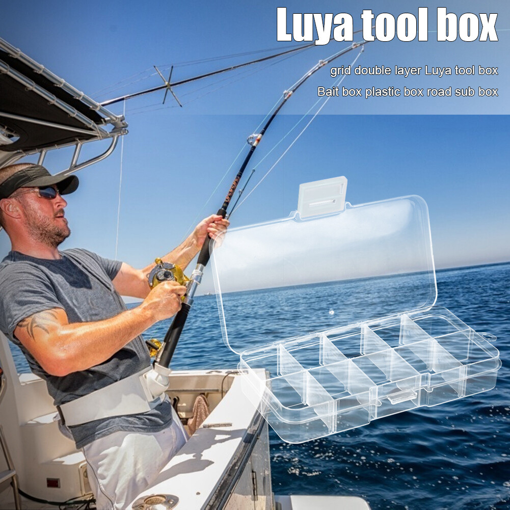 10 Grids Clear Fishing Tackle Box Fishing Box Plastic Tackle Box (10 ...