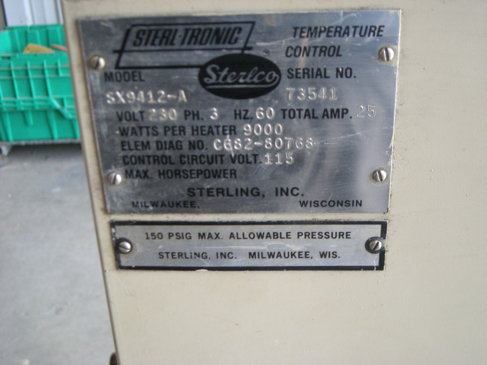 Sterling Sterlco Sterl-Tronic TCU Temperature Control Unit 480VAC 9000W ...