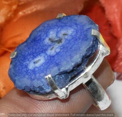 Blue Solar Quartz Gemstone Ring 925 Silver Plated Us Size 5.5" U335 ...
