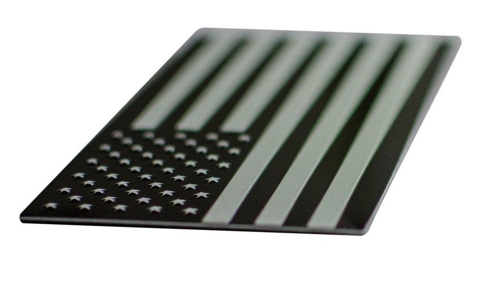 2x 3D ALUMINUM American Flag Decal Sticker Emblem 3M Black/Silver HUGE ...