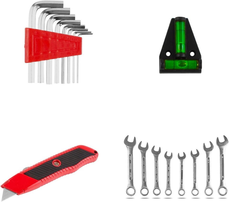 Red 95-Piece Tool Kit for Home and Garage Repair - All Essential Tools ...