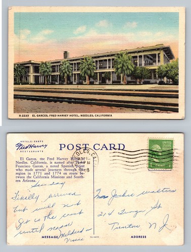 Needles, CA-California, El Garces Fred Harvey Hotel Scene Card Vintage ...