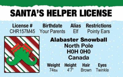 Santa's Helper License - fun toy NORTH POLE Drivers License FAKE ID ...