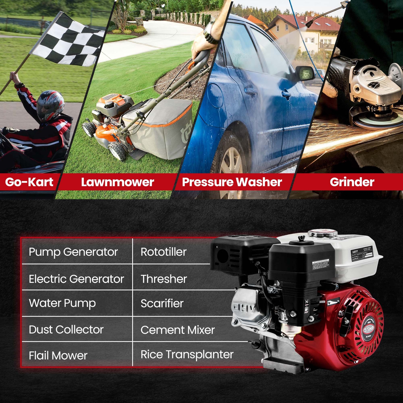 Head Cam Motor 5.5HP 168cc 20 mm For Honda GX160 168F Horizontal Shaft ...