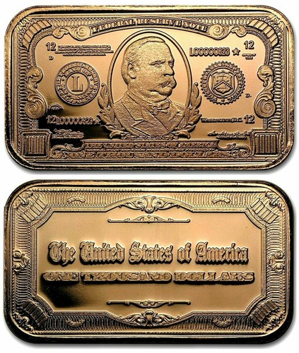 Set of Seven Banknote & Certificates 1oz. Pure Copper Bullion Bars!! | eBay