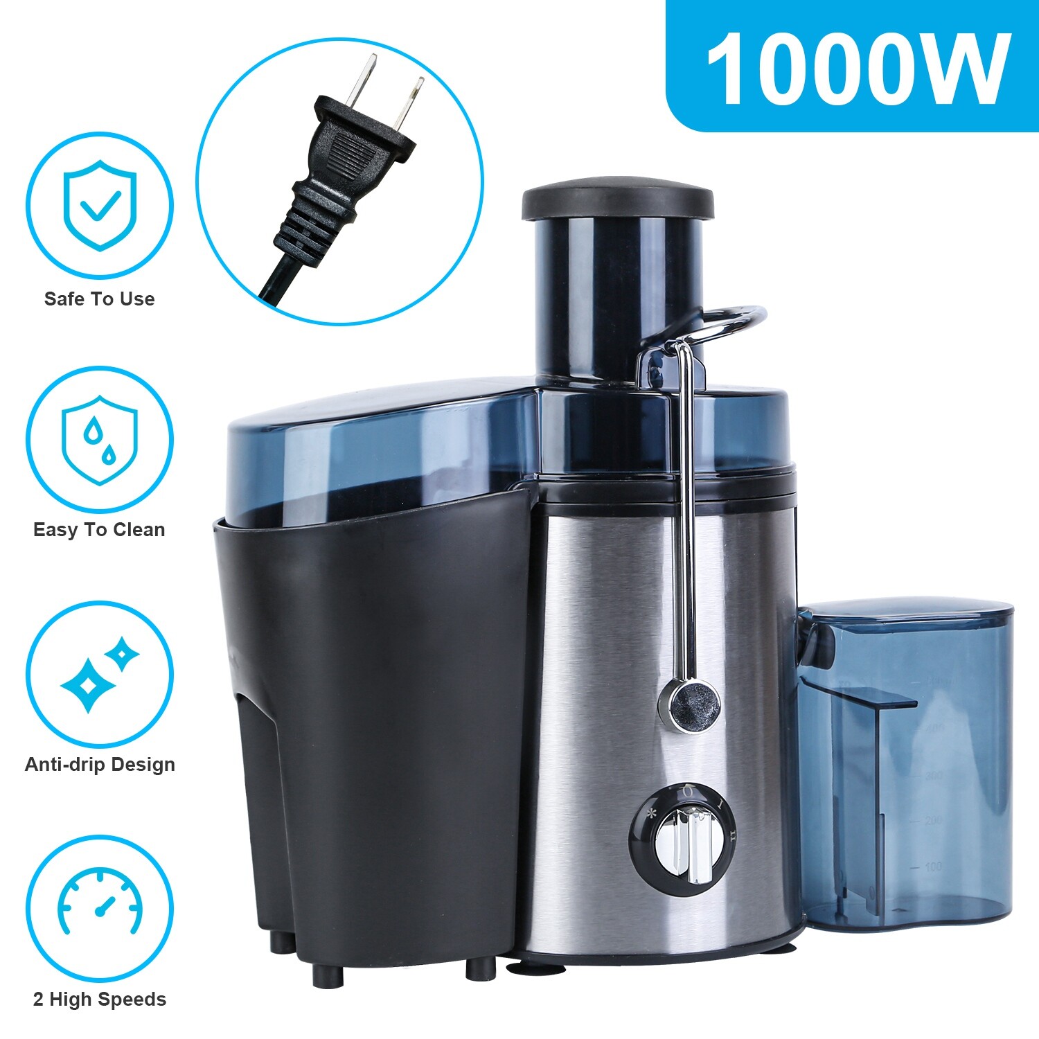 1000W Electric Juicer Fruit Veg Blender Cucumber Carrot Orange Juice ...