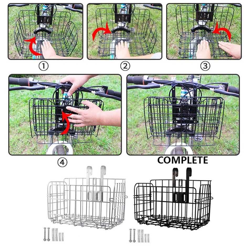 Folding Electric Bike Front and Rear Basket Electirc Bike Accessories ...