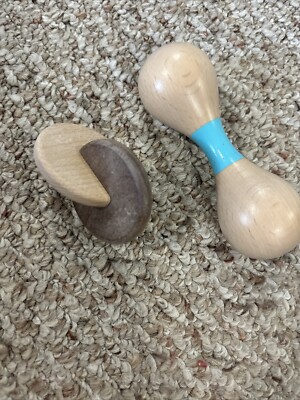 LOVEVERY Wooden Rattle Montessori Baby Toy & Hand To Hand Disk | eBay