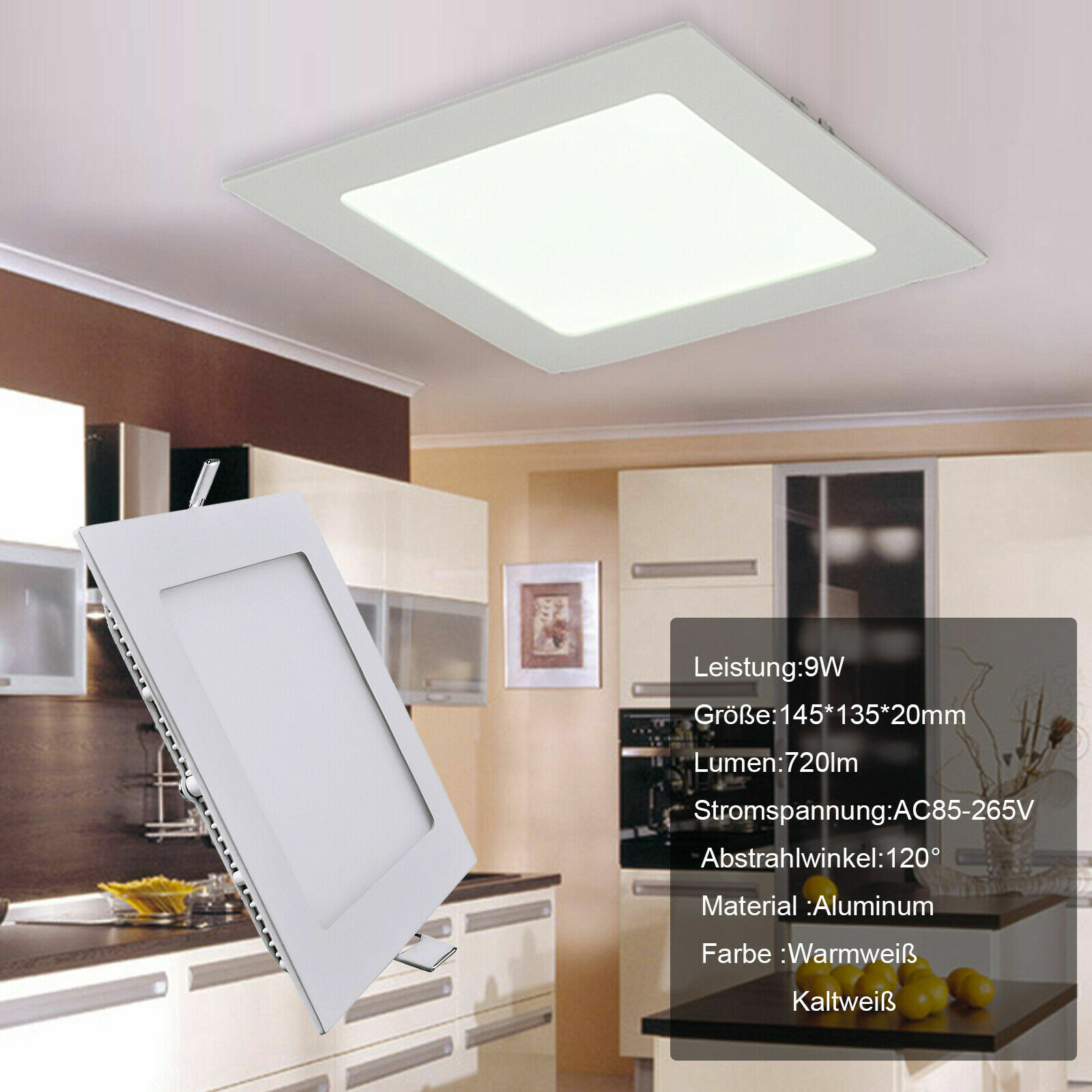 LED Panel Einbaustrahler Deckenleuchte Einbau Leuchte rund eckig spot ...